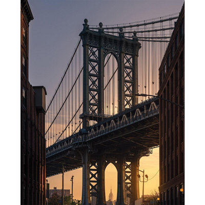 David Martin Castan Bridge Framed Canvas Print Grey/black/yellow (50Cm ...