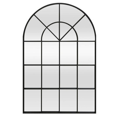 Andrew Gerard Mirrors Elegant Albury Arched Black Industrial Window ...