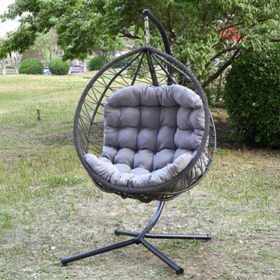 Lynton Garden Hanging Egg Chair - Light Grey by B&Q | ufurnish.com