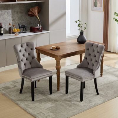 Abrihome Modern Set Of 2 Upholstered Velvet Dining Chairs, Button ...