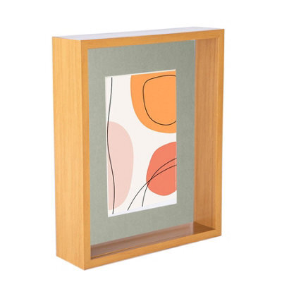 "Nicola Spring 8 X 10"" Deep Photo Frame - Light Wood/grey Mount - 3D ...
