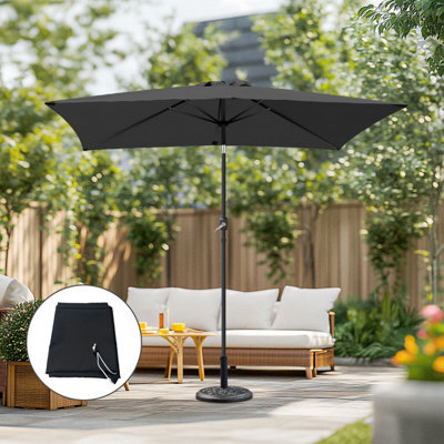 Sundaze 2X3M Black Rectangle Garden Parasol Patio Canopy Crank Tilt ...