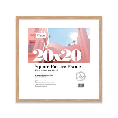 "20X20"" Oak Picture Frame - 20X20"" Square Frame With 18X18"" Mount ...