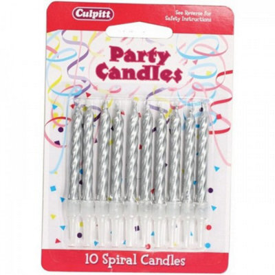 Culpitt Spiral Birthday Pick Candles (Pack Of 10) Silver (One Size) by ...