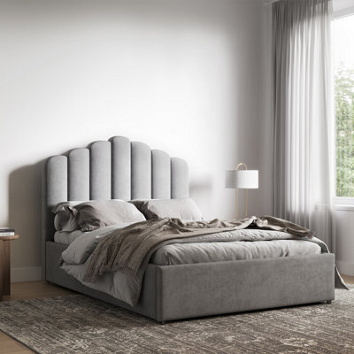 Flair Poseidon Velvet Shell Ottoman Double Bed - Silver by B&Q ...
