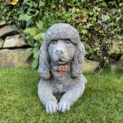 Stunning Stone Cast Laying Poodle Statue by B&Q | ufurnish.com