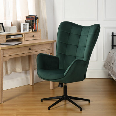 Urban Meuble Green Velvet Office Chair With Black Metal Base by B&Q ...
