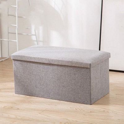 Storage Box Foldable Ottoman Seat Toy Storage Box Foot Stool Bench Home ...