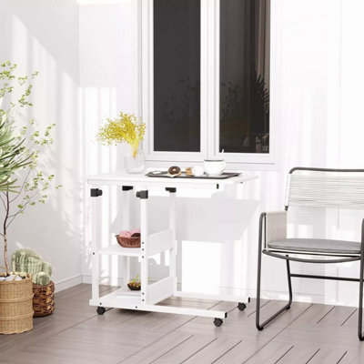 Height Adjustable End Table, C Shaped Laptop Side Table With Wheels ...