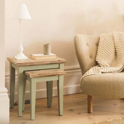 Statement Furniture Florence Nest Of 2 Side Tables/lamp Tables- Sage ...