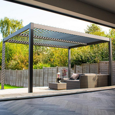 BPS Access Solutions Deluxe Aluminium Pergola - 4X3M Bps Deluxe Full Aluminium Pergola With Dual ...