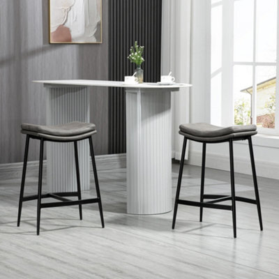 Homcom Breakfast Bar Stools Set Of 2 Upholstered Barstools W/ Curved ...
