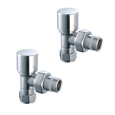 Plum&clay Pair Of Round Chrome Angled Radiator Valves by B&Q | ufurnish.com