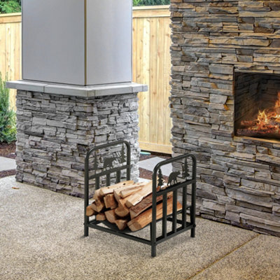 Outsunny Firewood Log Rack Fireplace Log Holder W/ Handles Outdoor ...