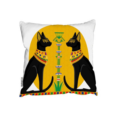 Andrew Lee Cushions - Illustration Of Black Egyptian Cats With Papyrus ...