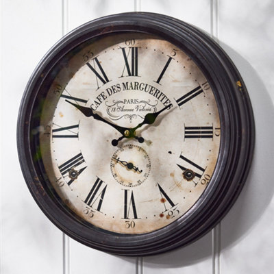 Dibor Vintage Style Black Iron Analogue Roman Wall Clock Kitchen ...