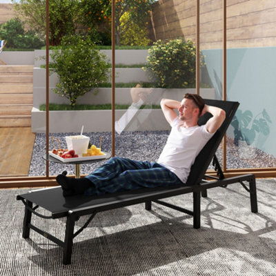 Outsunny Folding Sun Lounger Set Of 2, 5-Position Reclining Sun Bed ...