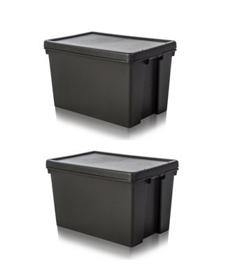 Wham 2 X Black Recycled Plastic 62L Storage Box by B&Q | ufurnish.com