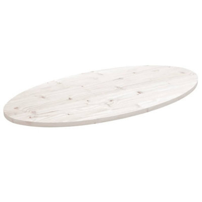 Berkfield Table Top White 90X45X2.5 Cm Solid Wood Pine Oval by B&Q | ufurnish.com