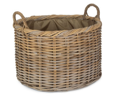 Red Hamper Ra043 Rattan Large Oval Rattan Storage Log Basket With ...