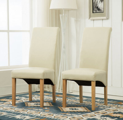 Mcc Direct Deluxe High Back Leather Dining Chairs Cream by B&Q ...