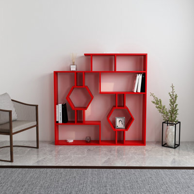 Decorotika Tamara Bookcase Shelving Unit Red by B&Q | ufurnish.com