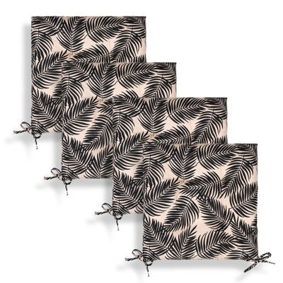 OHS Seat Pads 4 Garden Chairs Cover Ties Mono Leaf Outdoor Cushions by ...
