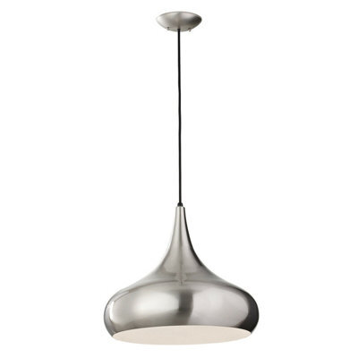 Stylish Brushed Steel 1 Bulb Ceiling Pendant Light Fitting With E27 ...