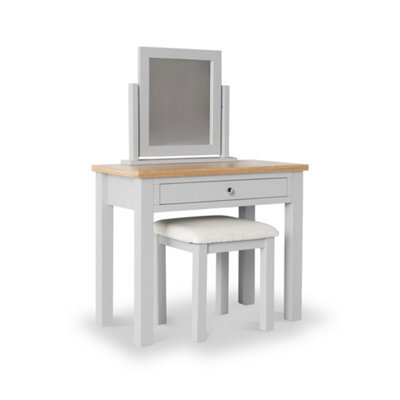 Farrow Grey 90Cm Dressing Table Set With Swivel Mirror & Stool ...