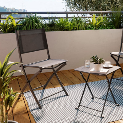 GoodHome Saba Steel Grey Metal Foldable Chair by B&Q | uFurnish.com
