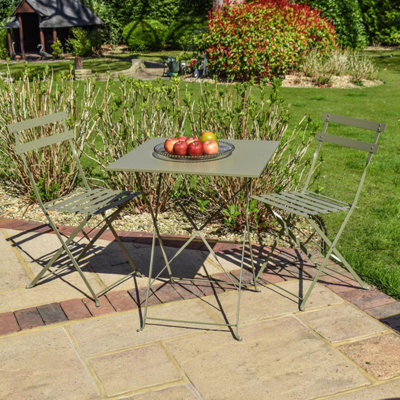 BPS Access Solutions Bps Deluxe Garden Bistro Set - Square Table (Olive Green) by B&Q | ufurnish.com