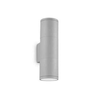 Ideal Lux Gun 2 Light Outdoor Wall Light Grey Ip44 by B&Q | ufurnish.com