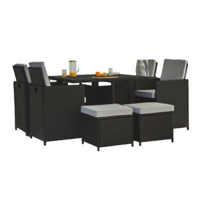ABC Ralph Cube Rattan Garden Furniture Set 8 Seater (Black) by B&Q ...