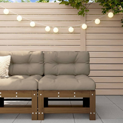 Walplus Middle Sofa With Cushions Honey Brown Solid Wood Pine by B&Q ...