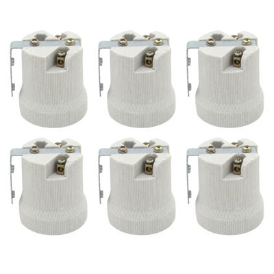 6 Pack E27 Bulb Holder Edison Screw White Ceramic Porcelain Lamp Holder ...