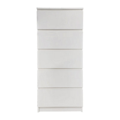 White Gloss Deep Drawer Chest Of Drawers (5 Drawers) by B&Q | ufurnish.com