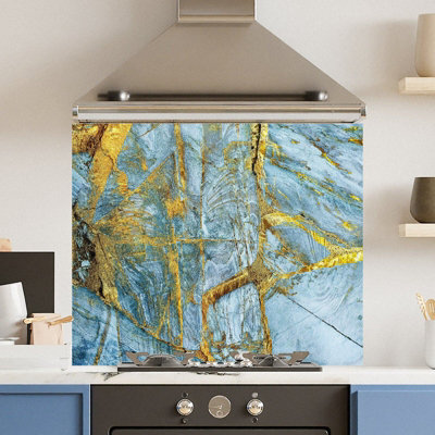 Choose Your Print Premium 90 X 65Cm Light Blue Gold Marble 6mm Glass ...