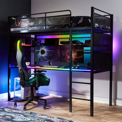 X Rocker X-Rocker Battlebunk Rgb High Sleeper Gaming Bed Metal Single ...