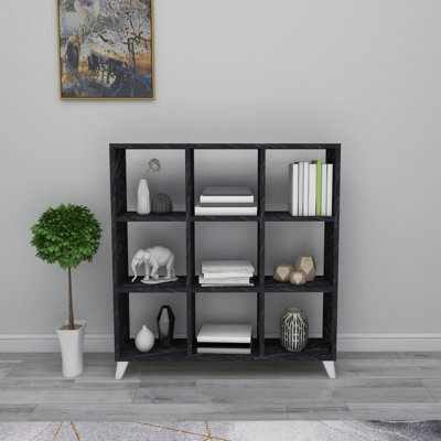 Urbn-Living Urbnliving 101Cm Height Black Marble 9 Cube Square Bookcase ...