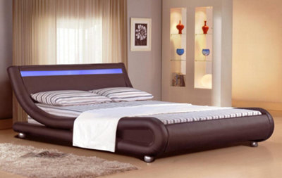 Comfy Living 5Ft Mallorca Led Faux Leather Bed Frame Chocolate by B&Q ...