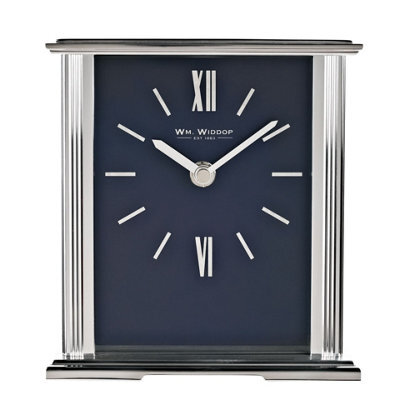 WILLIAM WIDDOP Wm.widdop Silver Mantel Clock Navy Blue Dial by B&Q ...