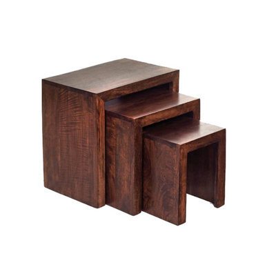 Worcester Poko Dark Mango Nest Of 3 Tables by B&Q | ufurnish.com