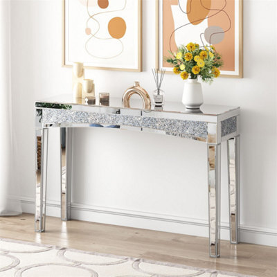 Artloge 120Cm Luxury Mirrored Crushed Diamond Console Table Hallway ...