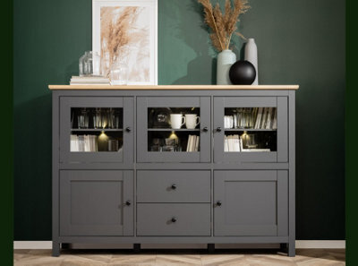 Impact Furniture Glass Display Sideboard Buffet Drawers Cabinet Led ...