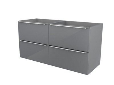 GoodHome Imandra Gloss Grey Wall-Mounted Bathroom Vanity Unit (H) 600mm (W) 1200mm by B&Q ...