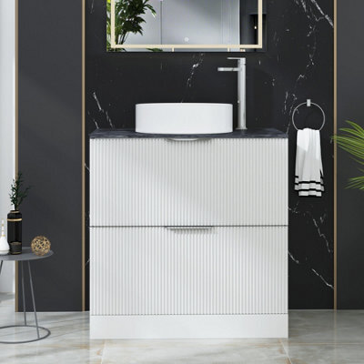 Royal Bathrooms Evora 800mm Satin White Fluted Floor Standing Vanity ...