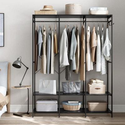 Songmics Wide Open Wardrobe With Clothes Rail, Clothes Rack, Clothes ...