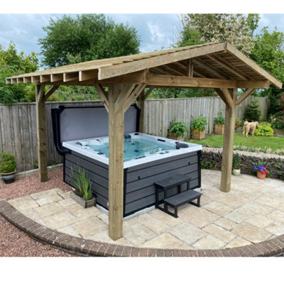Ruby UK Wooden Gazebo Kit With Overhang Ruby Treated Featheredge Apex ...