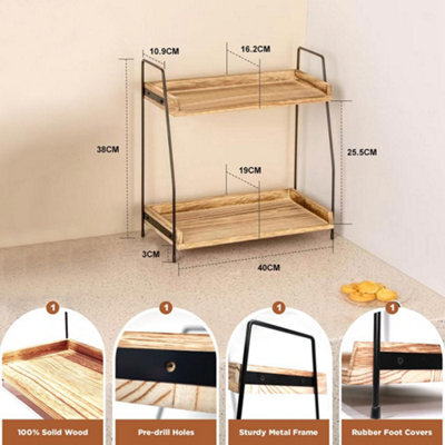Two-Tier Wooden Desktop Counter Shelf Organiser by B&Q | ufurnish.com