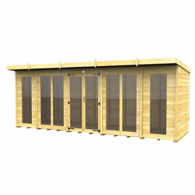 Buttercup Farm 18Ft X 5Ft Pent Summer House (Full Height Window) - Wood ...